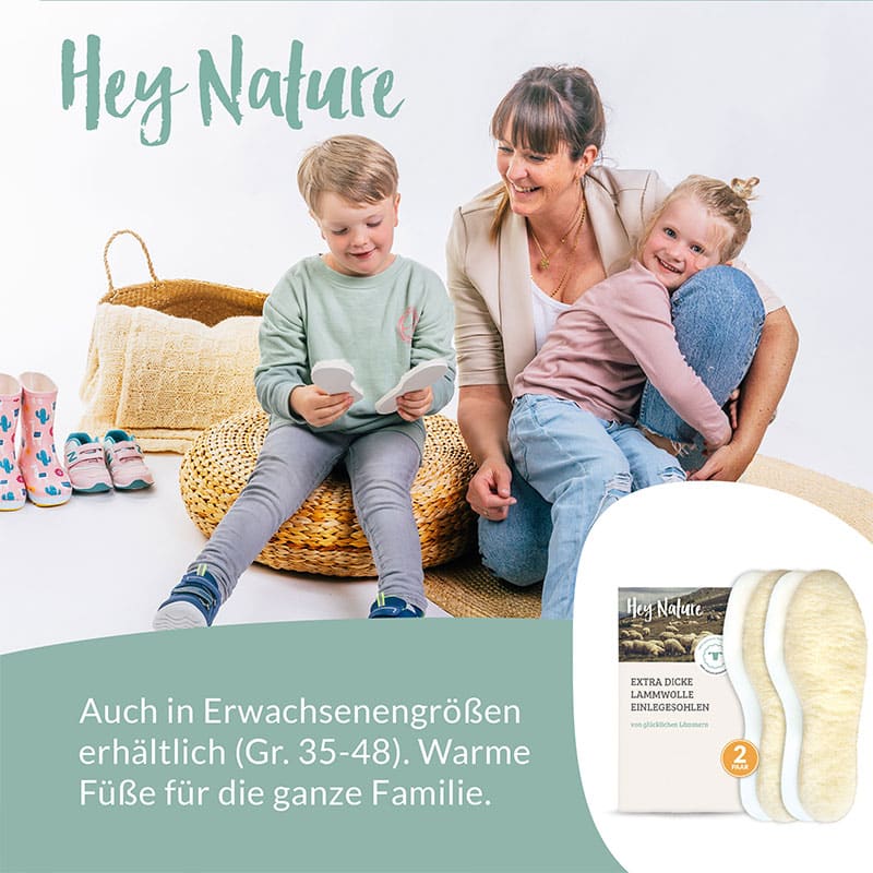 Lammwollsohlen für Kinder - extra warm & weich, 100% natürlich
